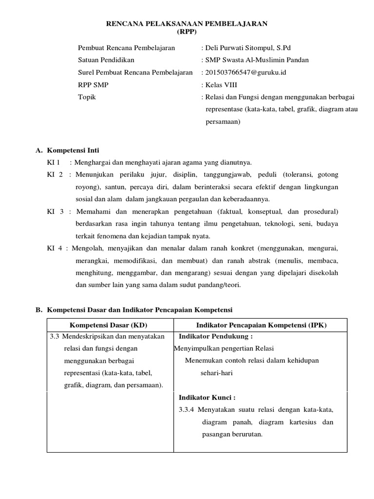 RPP PJBL Relasi & Fungsi | PDF