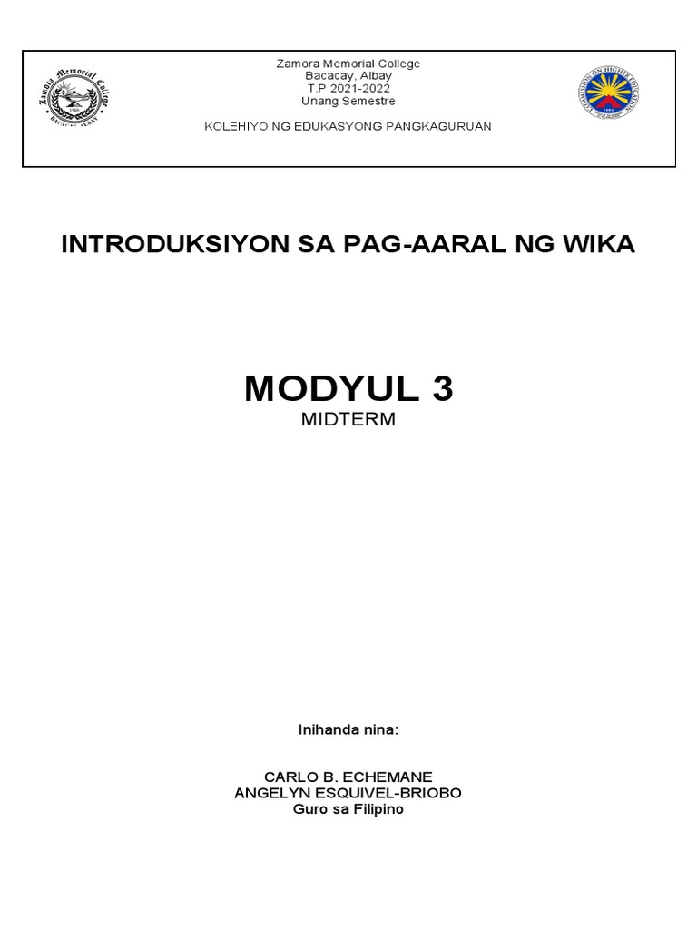 Intro Sa Wika Module 3 | PDF