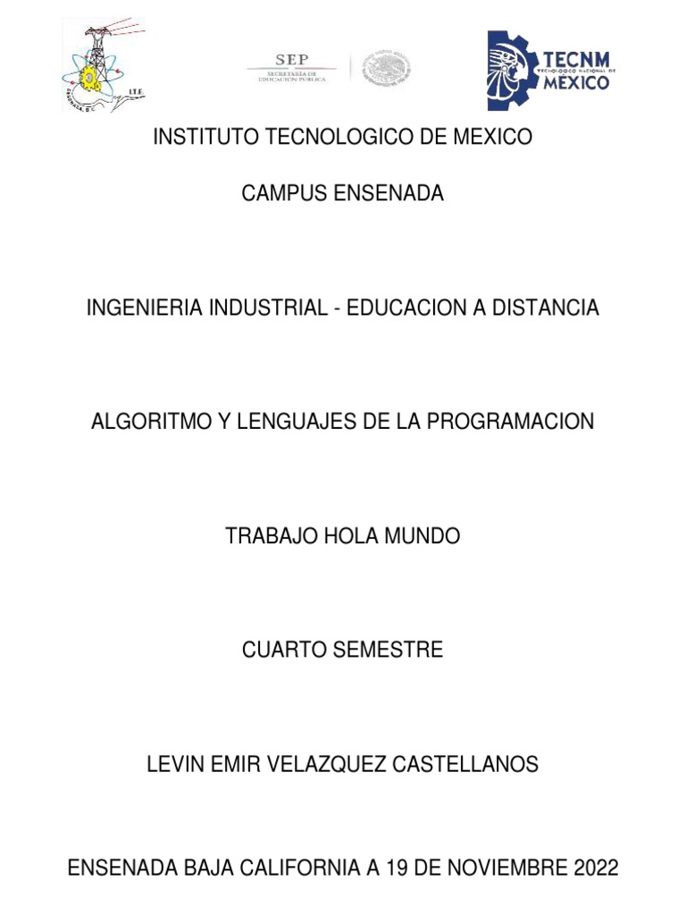 Primer Hola Mundo - y Realizar Tres Figuras Con Cout en C++. | PDF | C ...