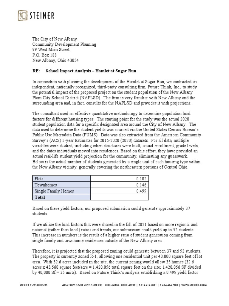 School Impact Analysis Pdf American Community Survey Statistical