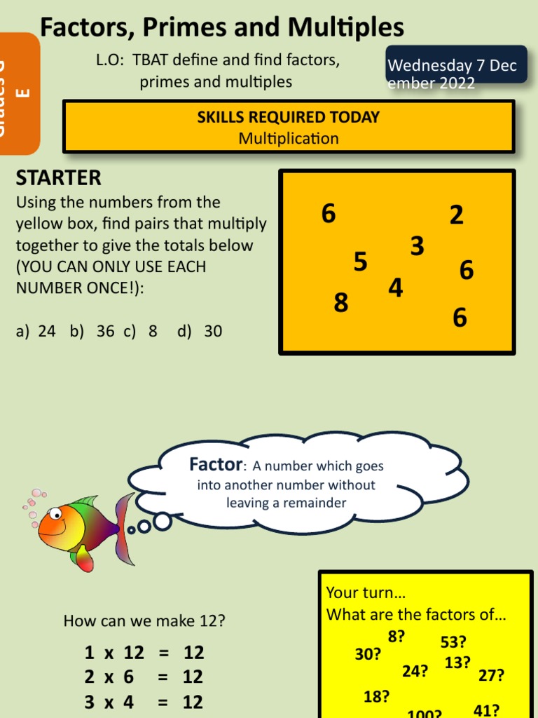 Factors, Primes and Multiples | PDF | Multiplication | Prime Number