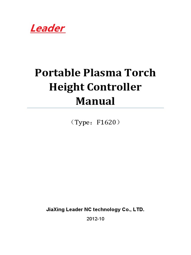 Portable Plasma Torch F1620 Manual | PDF | Switch | Numerical Control
