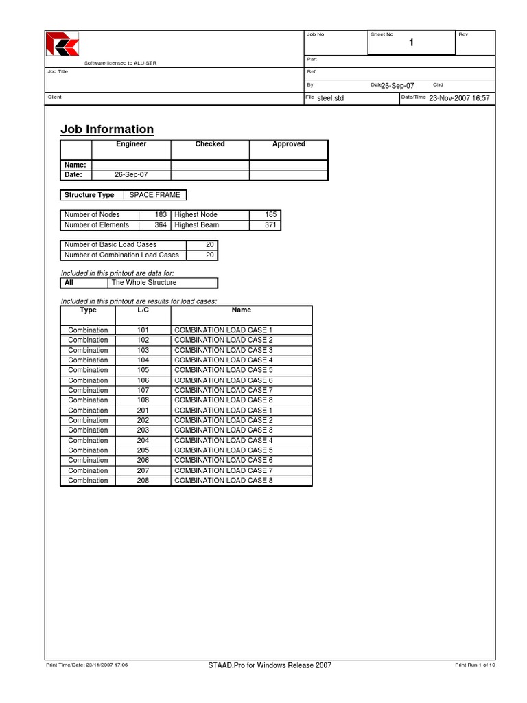 STAAD.Pro 2007 Load Case Analysis | PDF | Structural Load | Force
