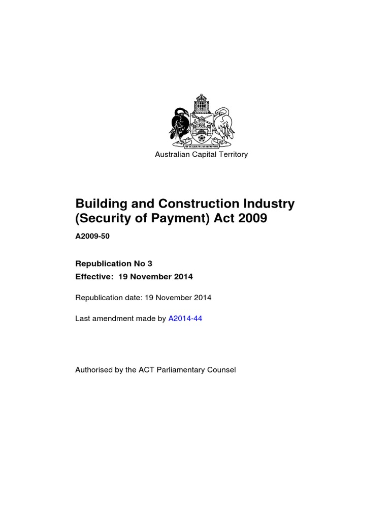 Building and Construction Industry Security of Payment Act 2009 | PDF ...