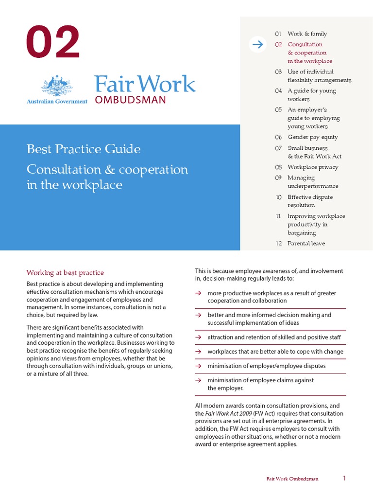 Consultation and Cooperation in The Workplace Best Practice Guide | PDF ...