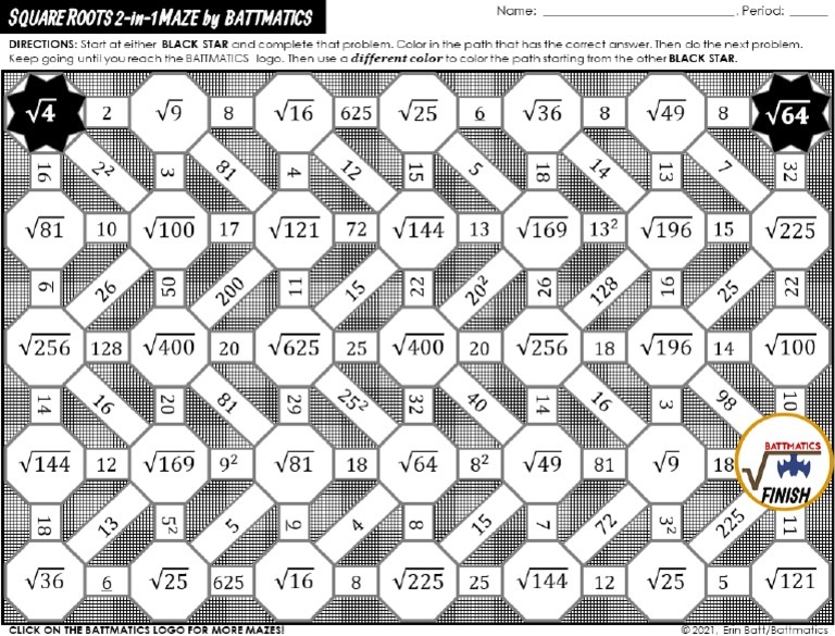 Square Roots Maze | PDF