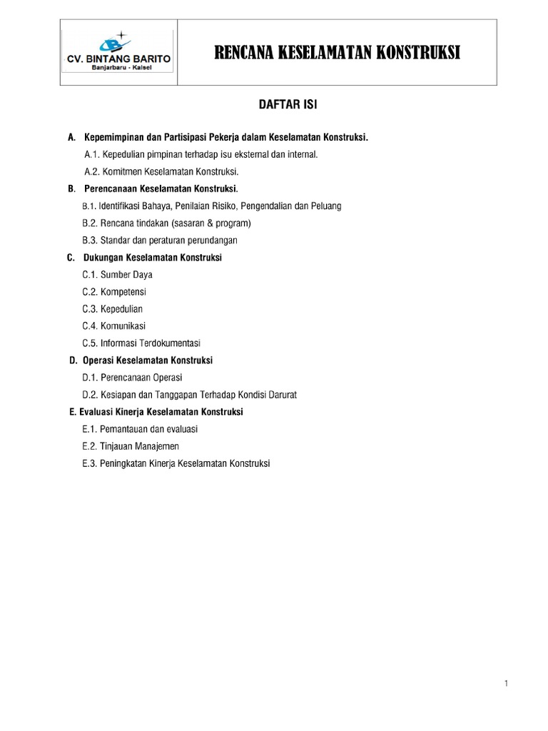 Rencana Keselamatan Konstruksi (RKK) | PDF
