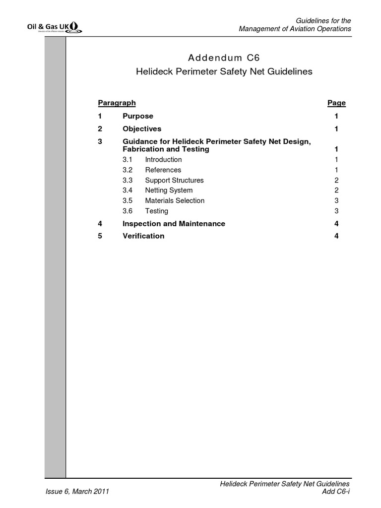 OGUK - Helideck Perimeter Safety Net Guidance | PDF | Specification ...