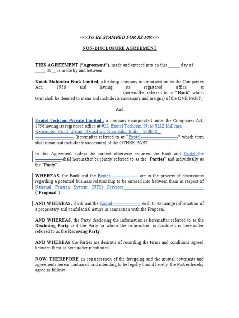 Mutual NDA Format-Standard | PDF | Confidentiality | Non Disclosure ...