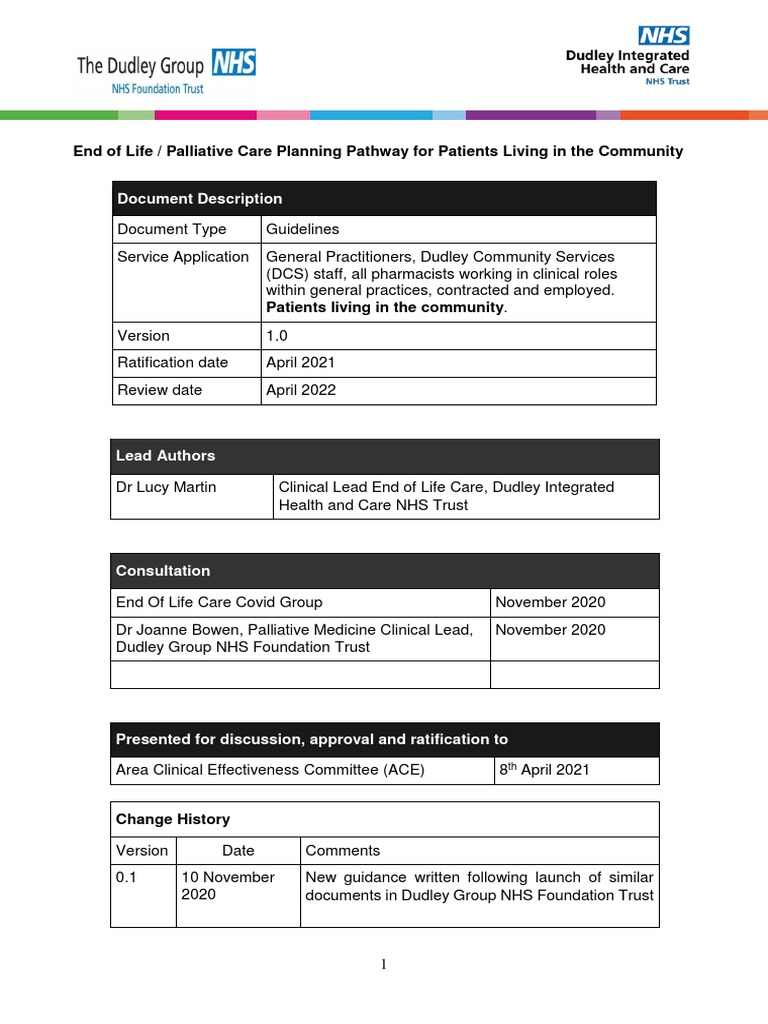 End of Life Palliative Care Plan For Patients Living in The Community ...