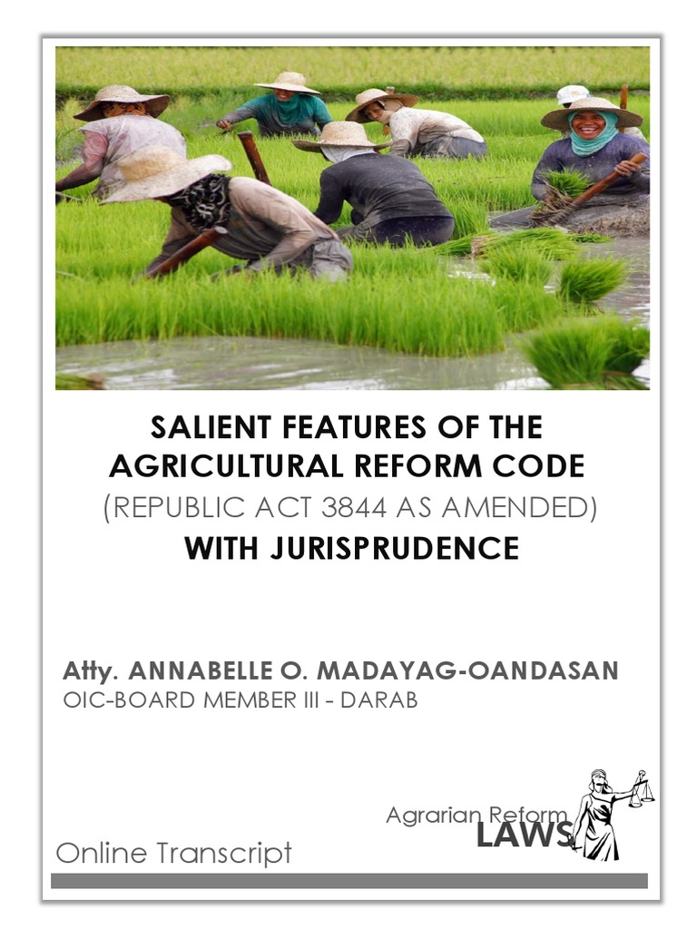 Ok-Salient Features of The Agricultural Reform Code FINAL | PDF ...