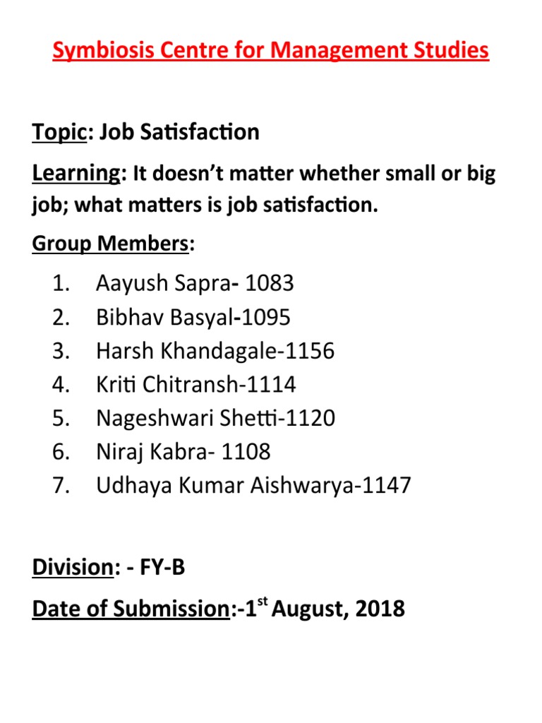 Exploring Factors of Job Satisfaction: A Case Study of Students at ...