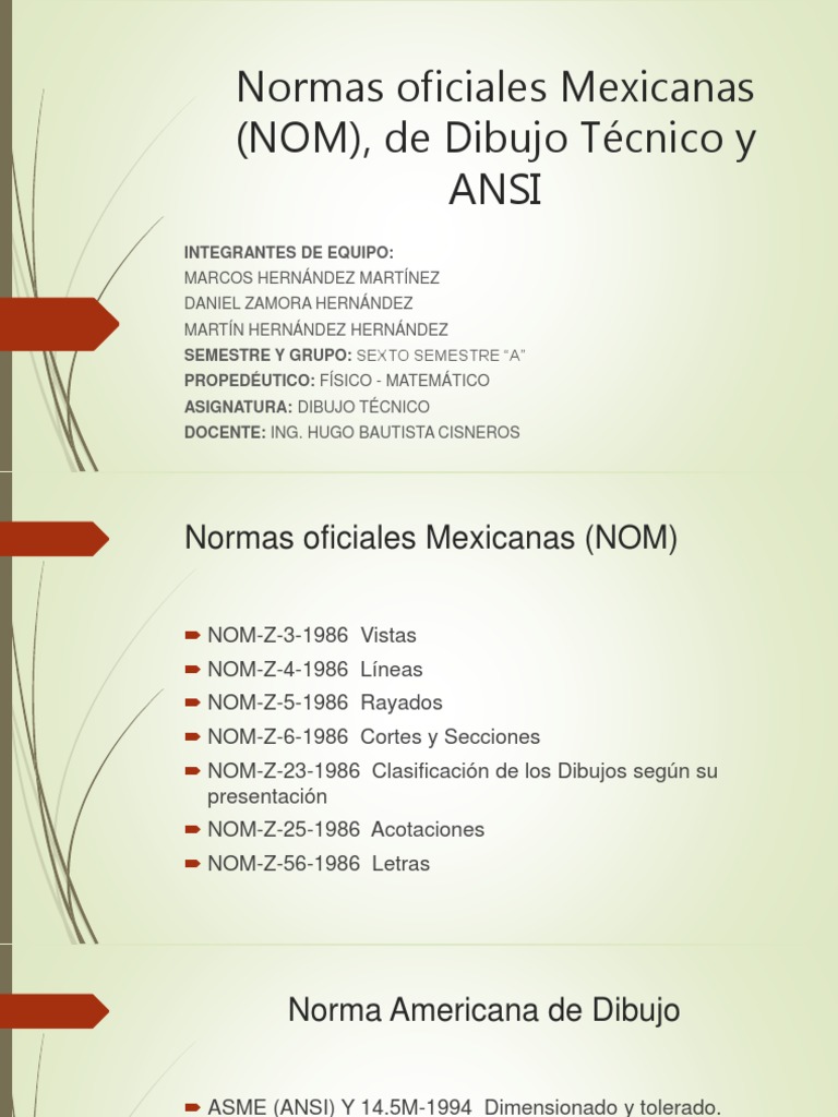 Normas Oficiales Mexicanas (NOM), de Dibujo Técnico y Ansi | PDF | Dibujo | Dibujo técnico