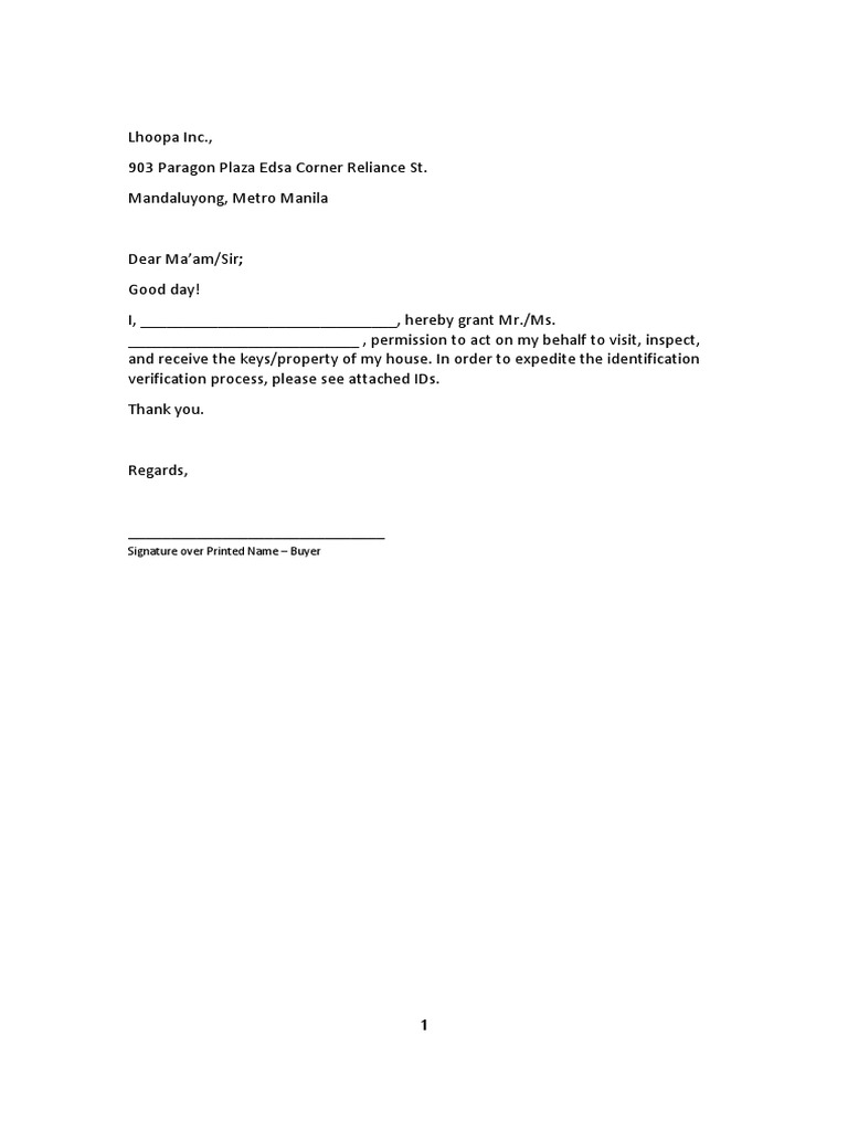 Authorization Letter Template | PDF