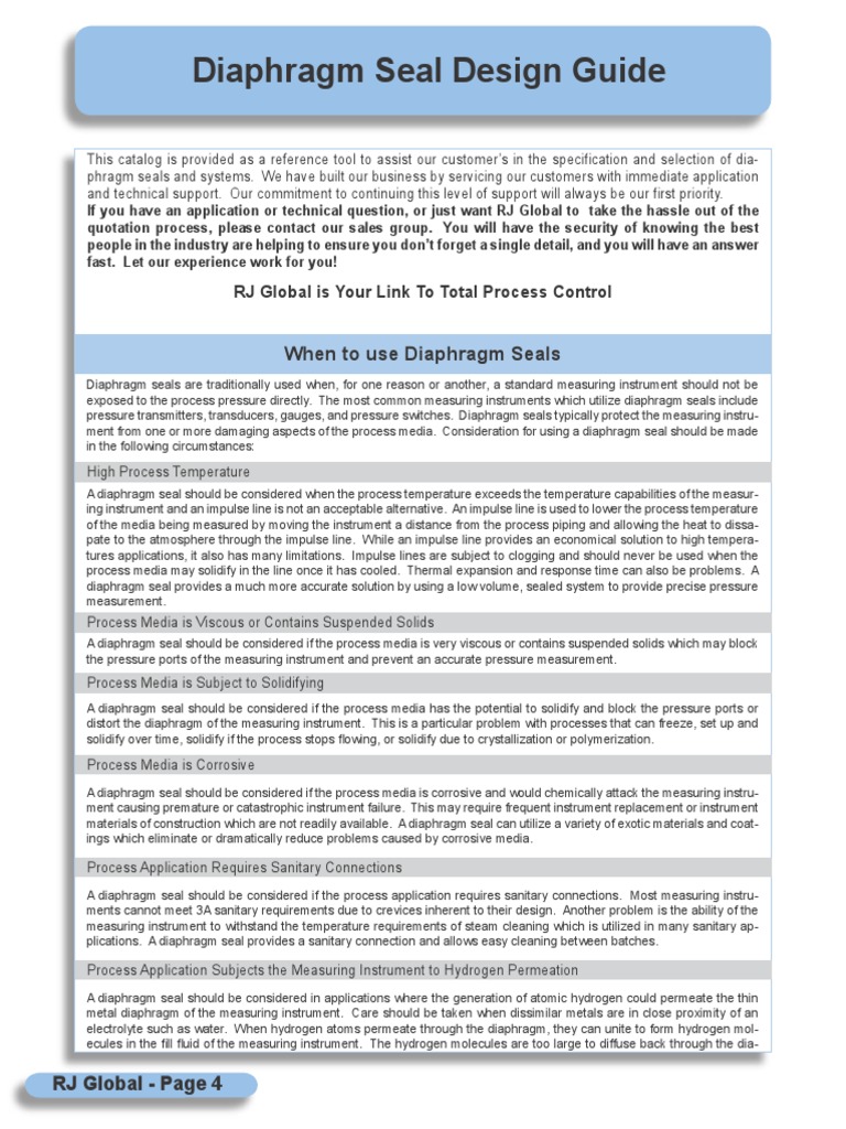 Diaphragm Seal Design Guide | PDF | Pressure Measurement | Corrosion