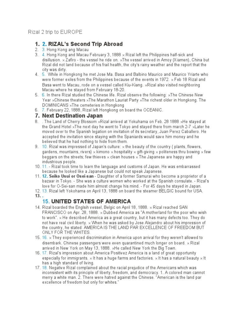 Rizal 2 Trip To EUROPE | Download Free PDF | Cost Of Living | Philippines