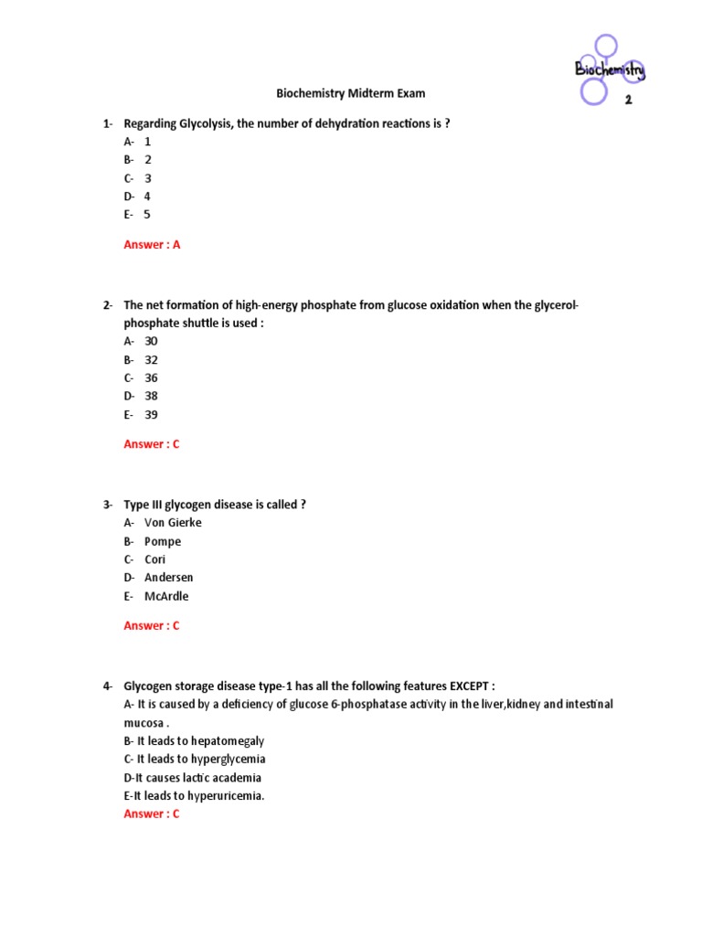 Biochemistry Midterm Exam Pdf Glycolysis Adenosine Triphosphate