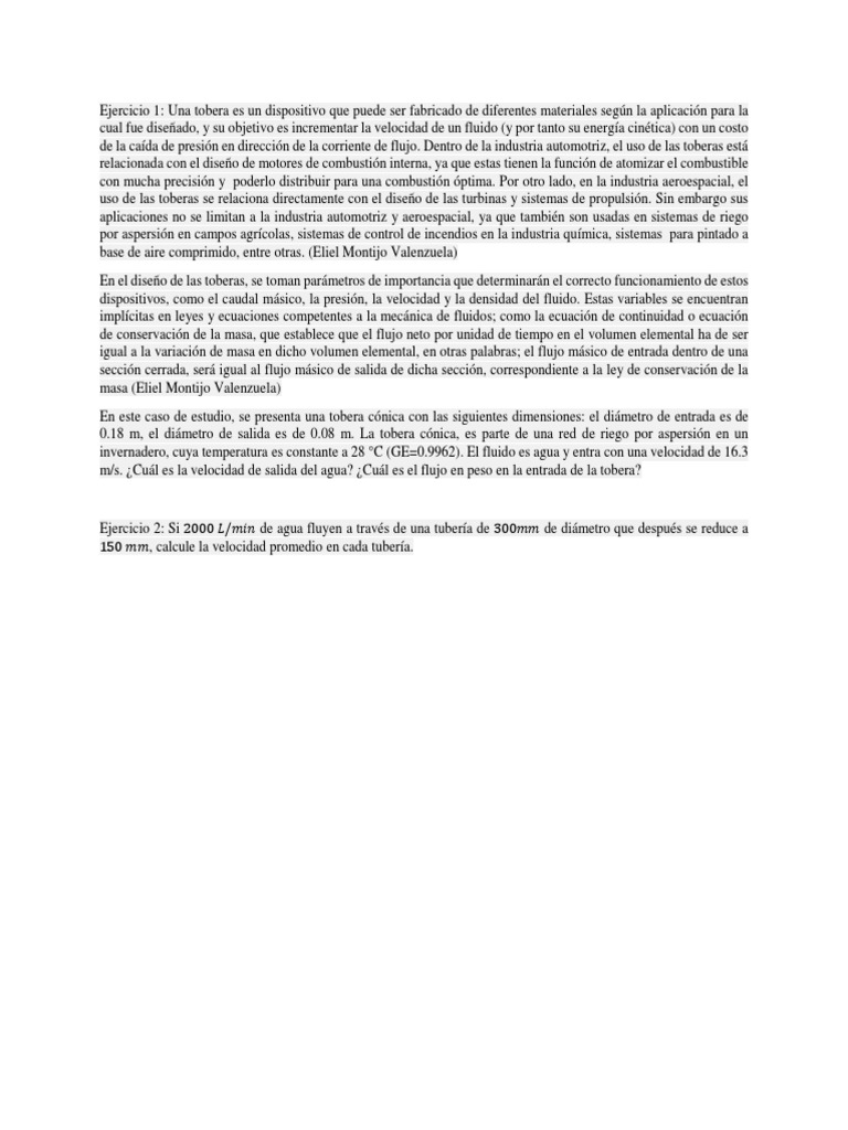 Ejercicios Ecuación de Continuidad | PDF