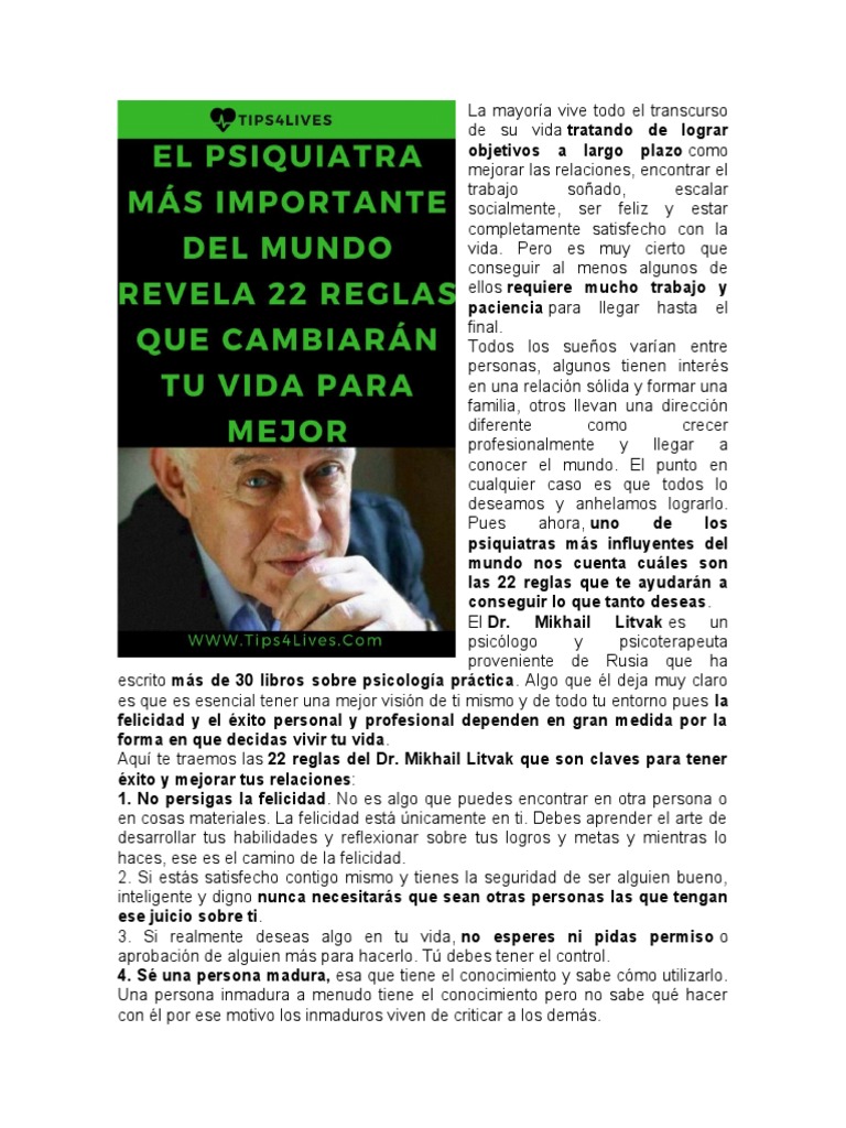 22 Reglas para el Éxito Personal | PDF | Felicidad | Sueño