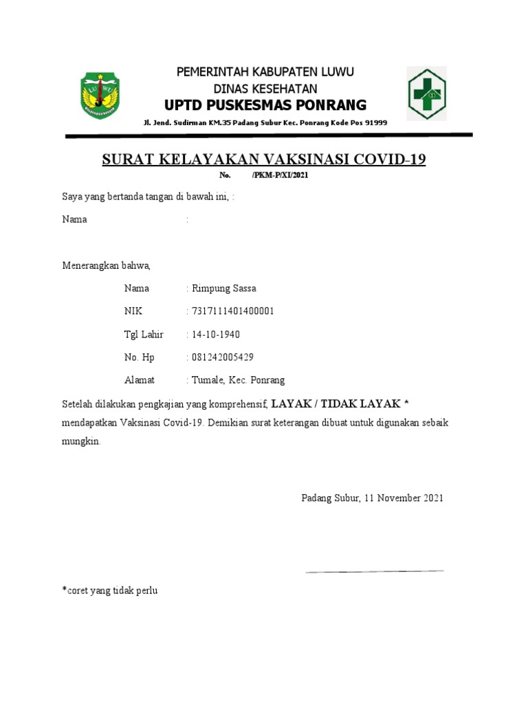 Surat Kelayakan Vaksin | PDF