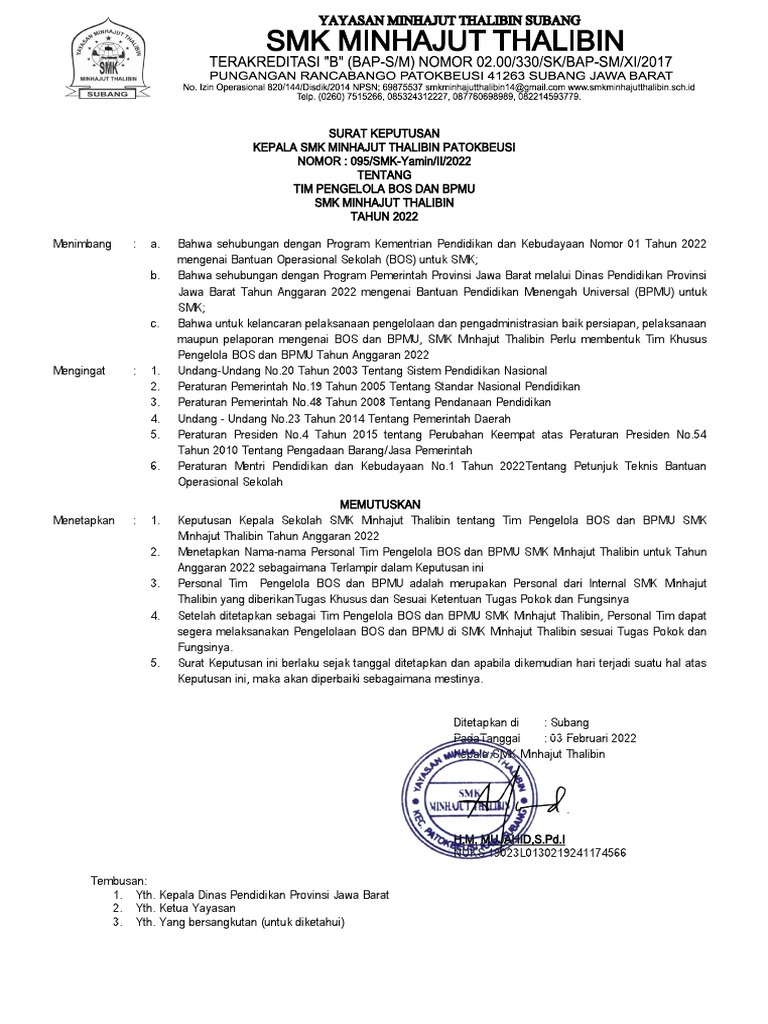 SK Tim Bos & Bpmu 2022 | PDF