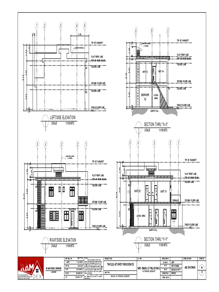 Left Ide Elevation Ection Thru: Scale 1:100 MTS. Scale 1:100 MTS | PDF ...