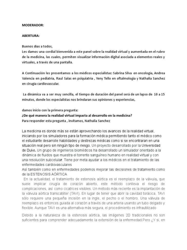 Guion Panel Grupal | PDF | Realidad aumentada | Psicoterapia