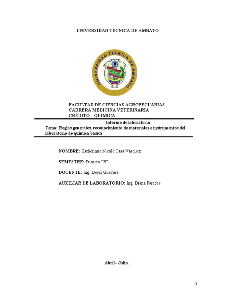 Reglas Generales, Reconocimiento de Materiales e Instrumentos Del ...