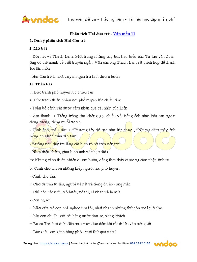 Phan Tich Truyen Ngan Hai Dua Tre | PDF