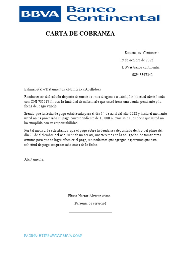 Carta de Cobranza | PDF