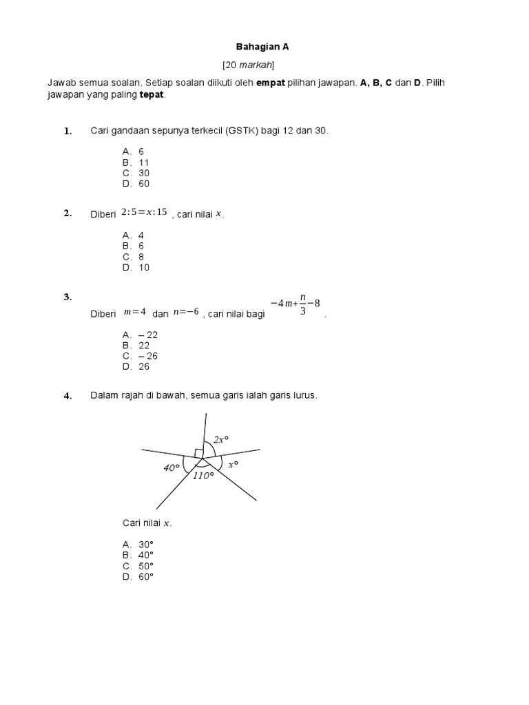 New Soalan Form 2 Maths | PDF