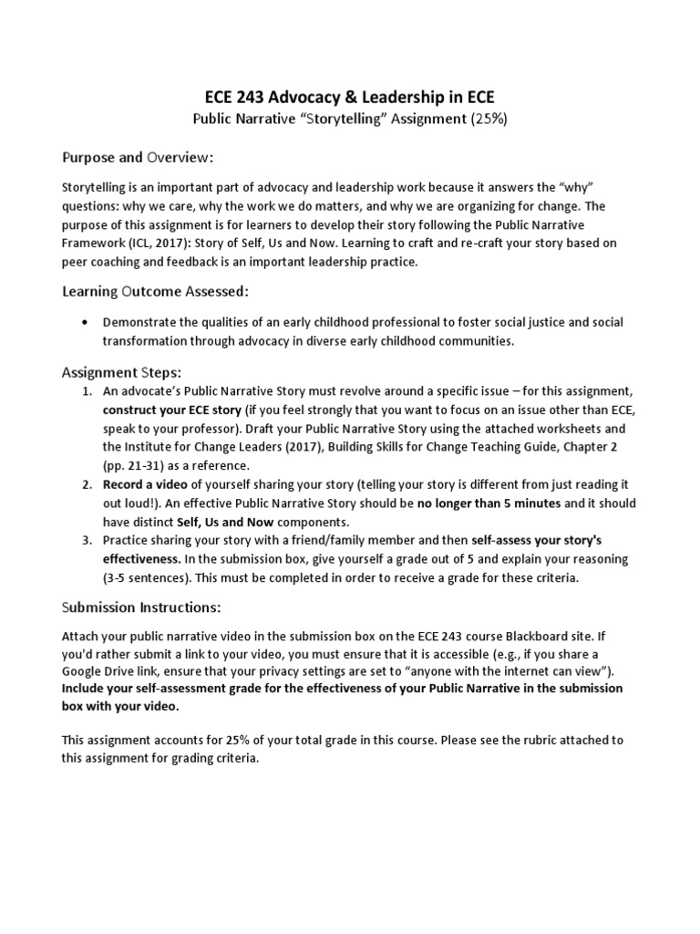 243 Public Narrative Assignment Outline (22-23) | PDF | Narrative ...