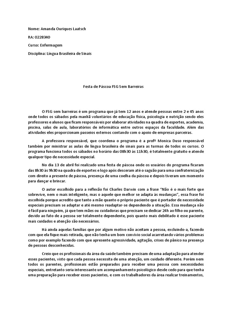 Aps Final Libras | PDF | Psicologia | Páscoa