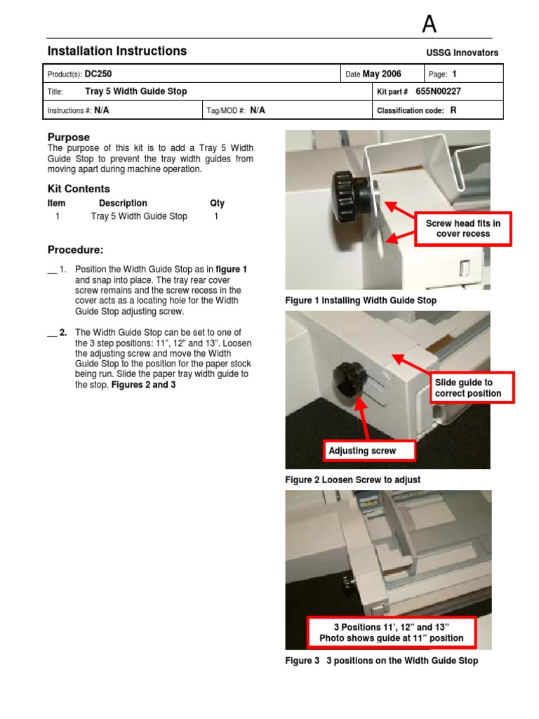 655N227 DC250 Tray 5 Guide Stop | PDF