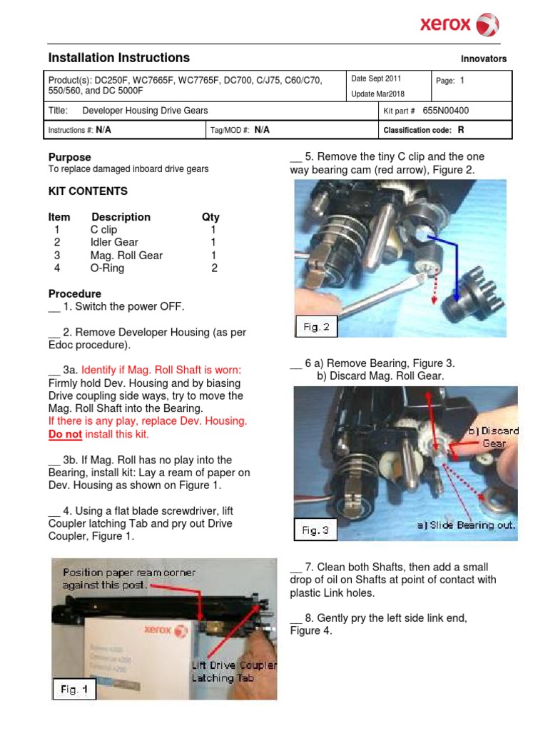 Developer Gear Replacement Guide | PDF | Tools | Manufactured Goods