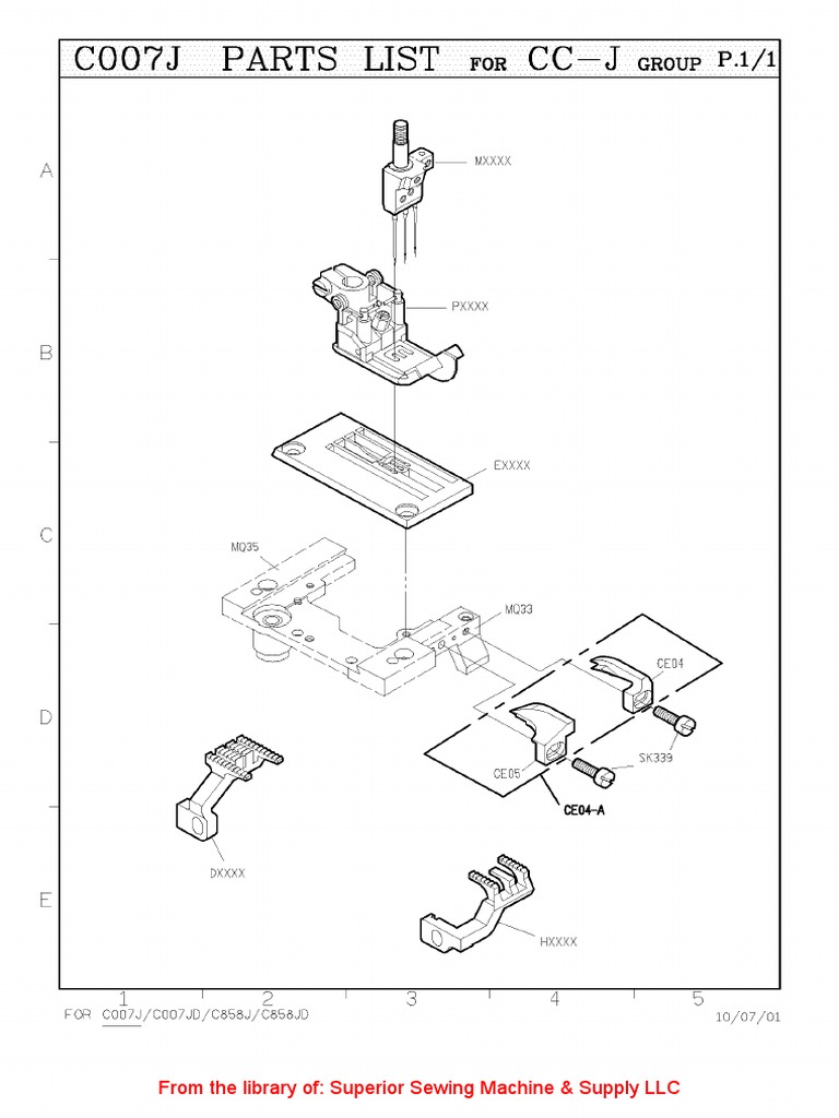 Siruba C007J Attachment Parts List | PDF