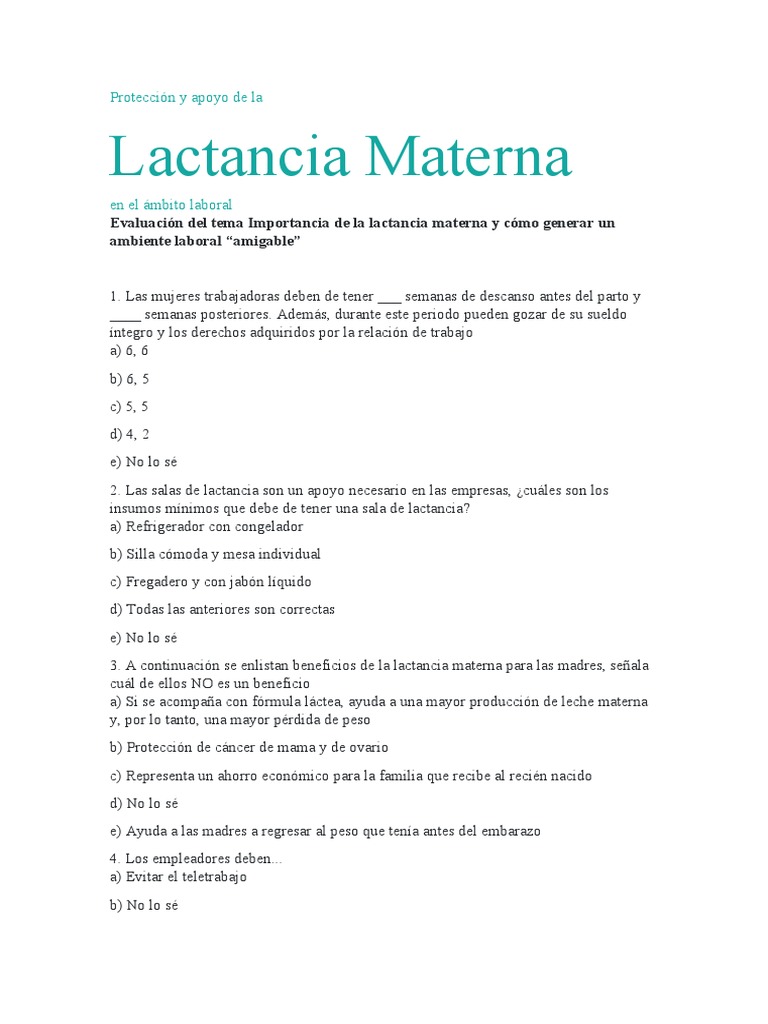 Lactancia Materna Pdf Amamantamiento La Leche Materna
