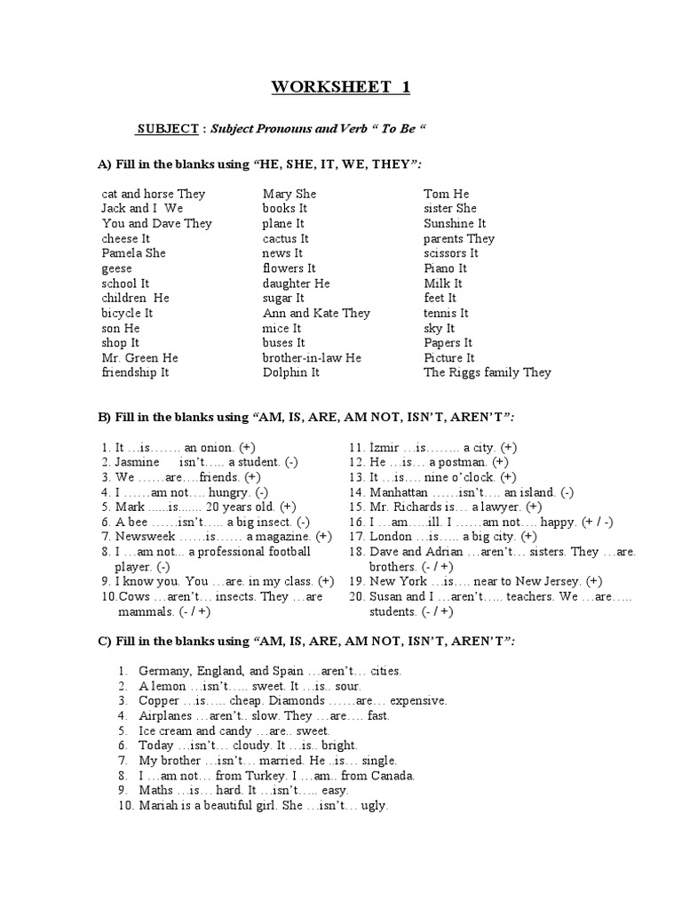 TO BE Worksheet Actividad 3 | PDF