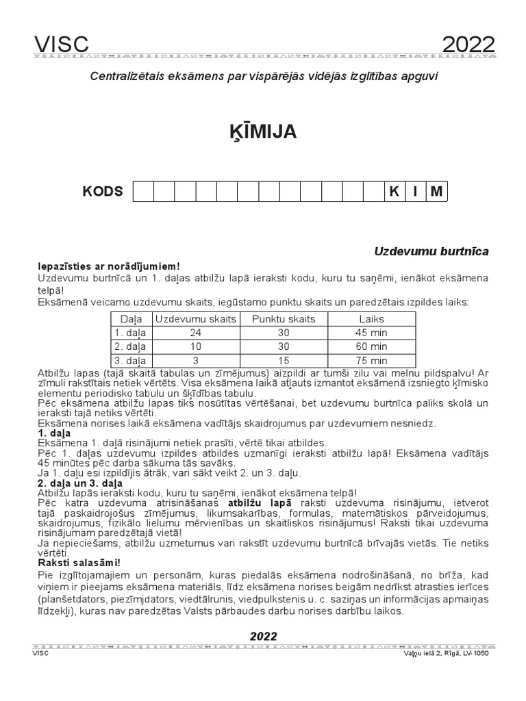12kl Kimija 2022 | PDF