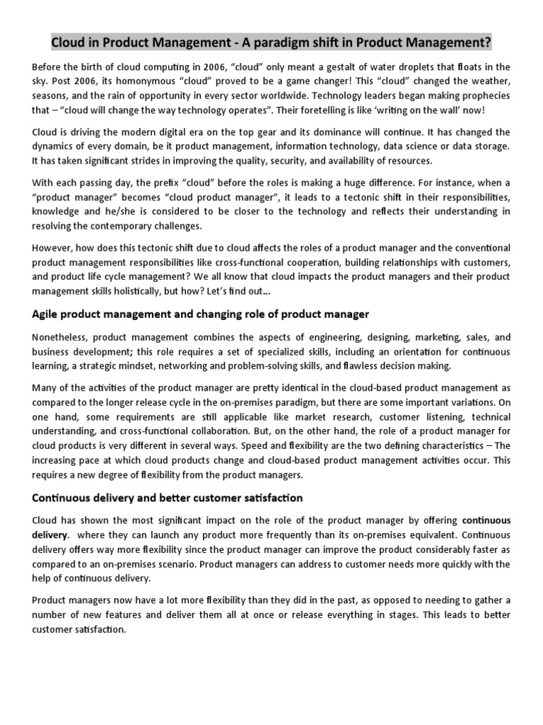 DDPM Blog 2 - Cloud in Product Management | PDF | Cloud Computing | Computing