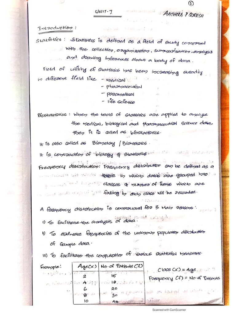 Biostatistics 1st Unit | PDF