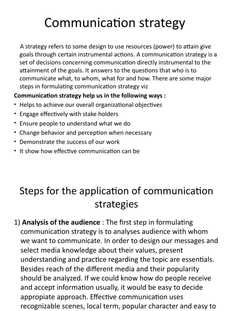 Effective Communication Strategies Guide | PDF | Communication | Goal