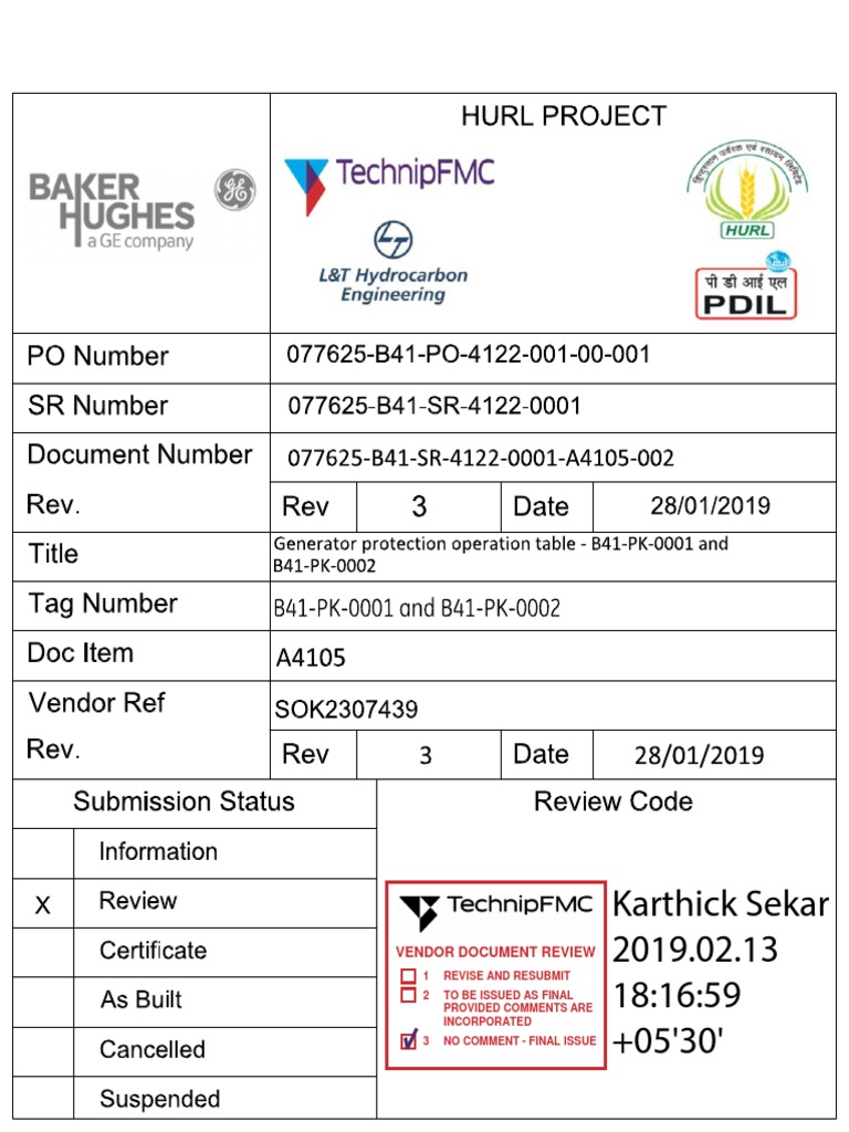 Gen Protection 077625-B41-SR-4122-0001-A4105-002 - 3-C | PDF | Relay | Transformer