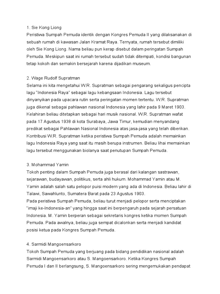 Biografi Tokoh Pemuda | PDF