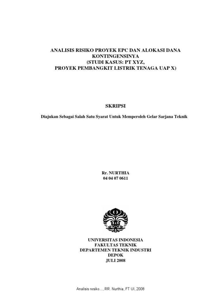 Analisa Resiko Proyek EPC Dan Alokasi Dana Kontingensi | PDF