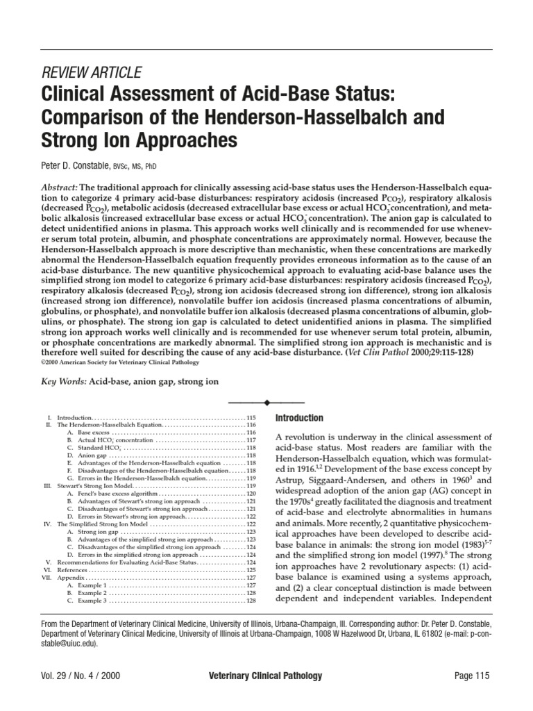 Clinical Assessment of Acid-Base Status: Comparison of The Henderson ...