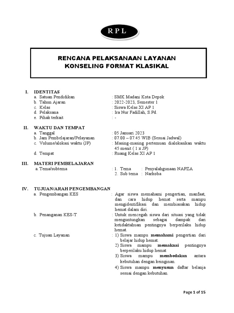 Contoh RPL Yang Benar Dan Lengkap | PDF