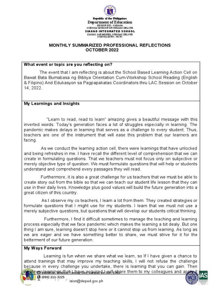 Reflecting on the Importance of Developing Students' Comprehension ...