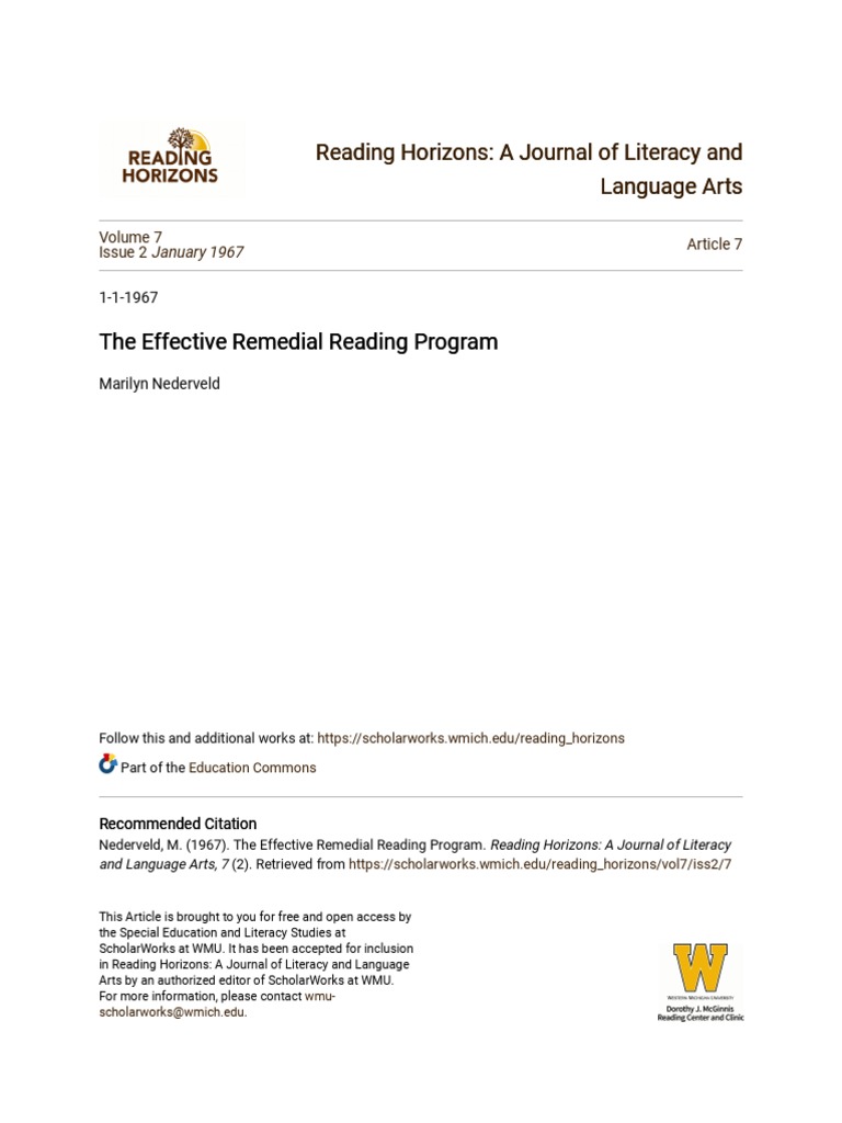 The Effective Remedial Reading Program | PDF