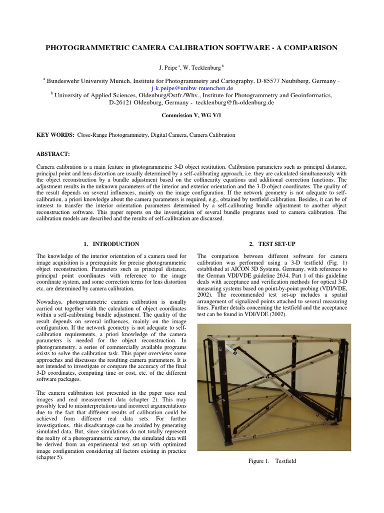 A Comparison of Photogrammetic Camera Calibration Software | PDF